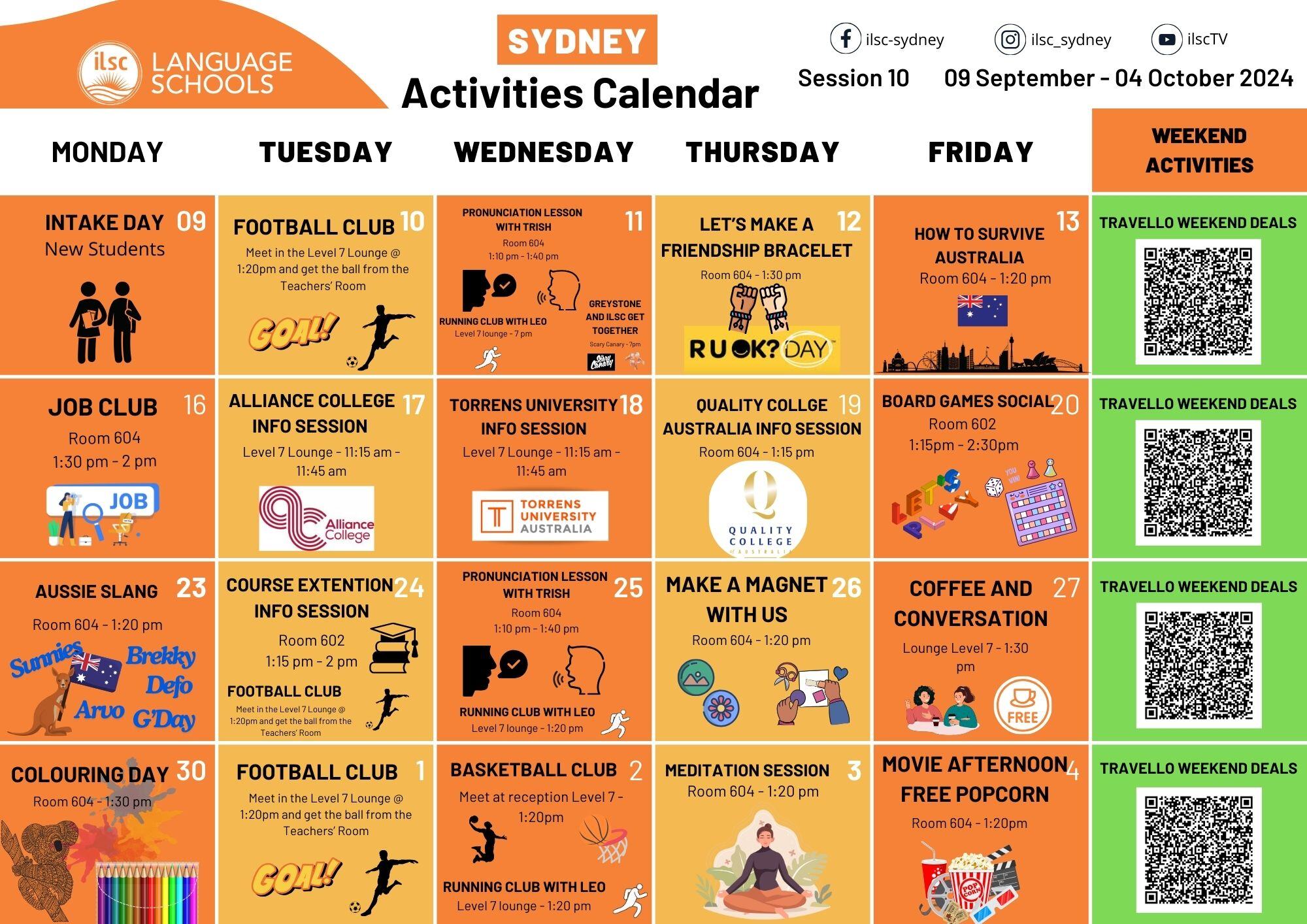 ILSC Australia Current Activities Calendars